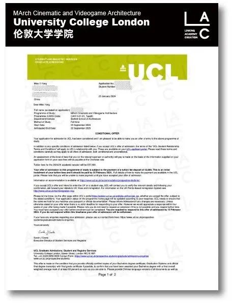 经验谈No.176 | 首封24Fall UCL CVA offer来啦！建筑学姐会写点代码，于是电影游戏建筑转而成为了答案？